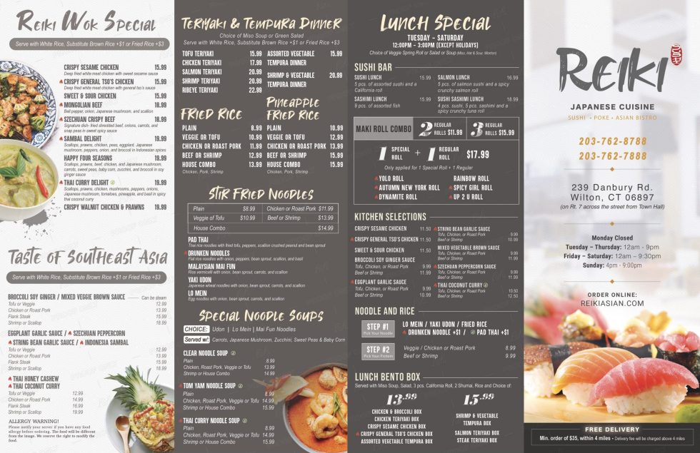 Reiki Asian Bistro - Japanese Restaurant | Online Order | Wilton | CT